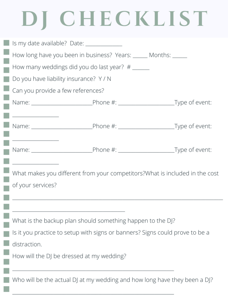 Want a DJ for your Wedding? Use this DJ Checklist! - All Things Wedding ...